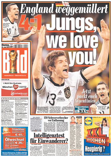 World Cup 2010: England v Germany front pages