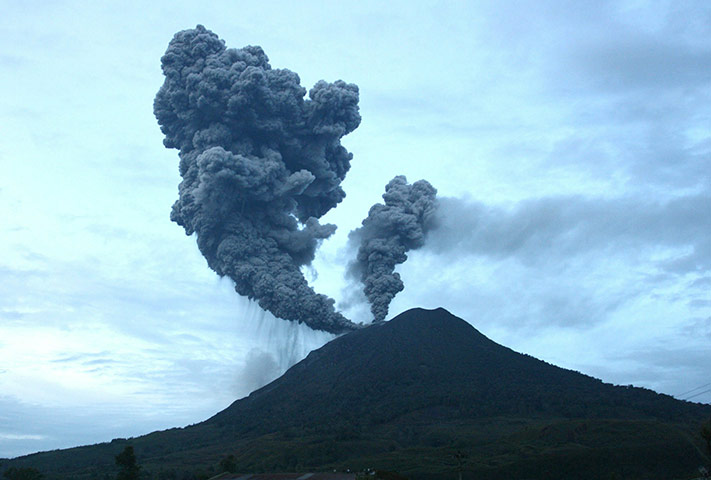 Mount Sinabung volcano erupts