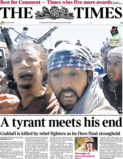 Gaddafi dead: the front pages - in pictures