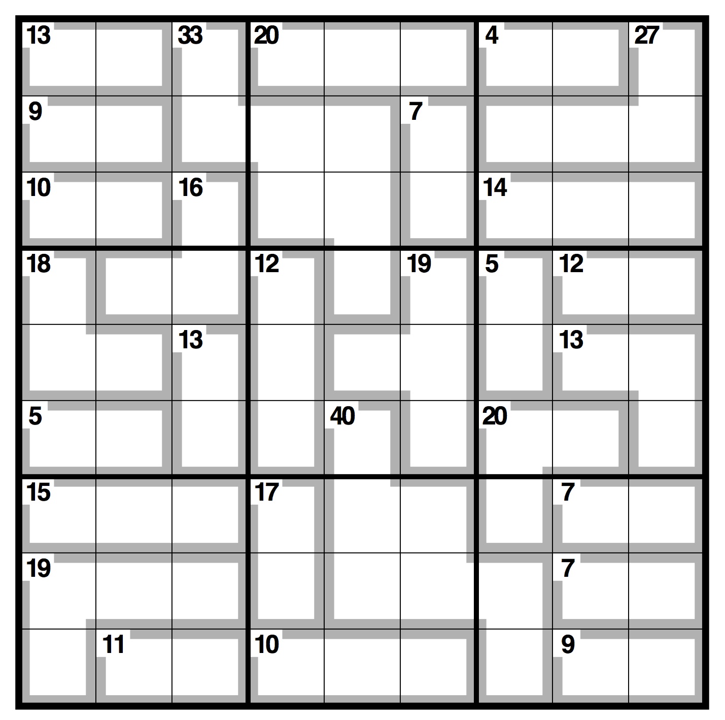 Printable Killer Sudoku