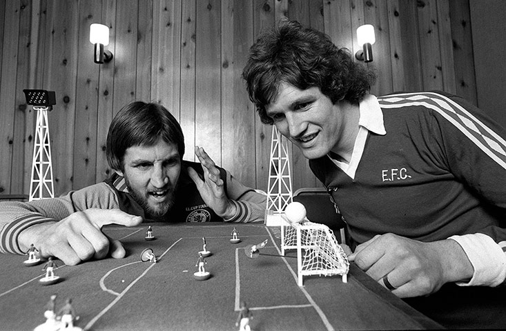 Footballers playing Subbuteo – in pictures